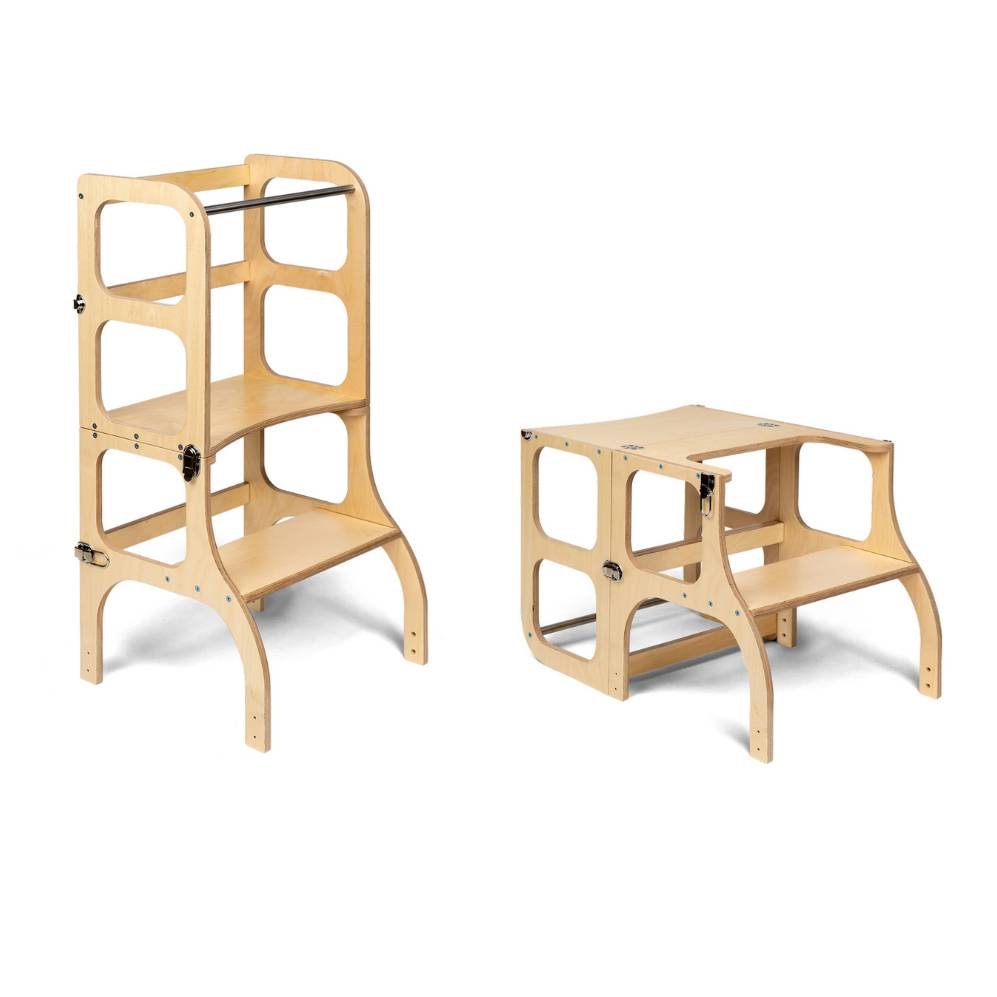 STEP'n'SIT® Convertible 2-in-1 Helper Tower/Table - Natural wood ...