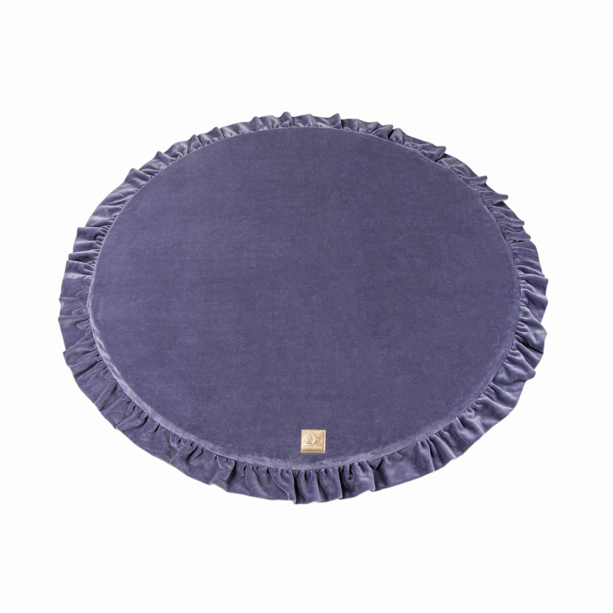 Round Play Mat With a Frill - Blue-Grey Velvet | Nordikinder